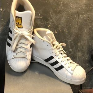 adidas | Shoes | Adidas White Pro Model High Tops | Poshmark